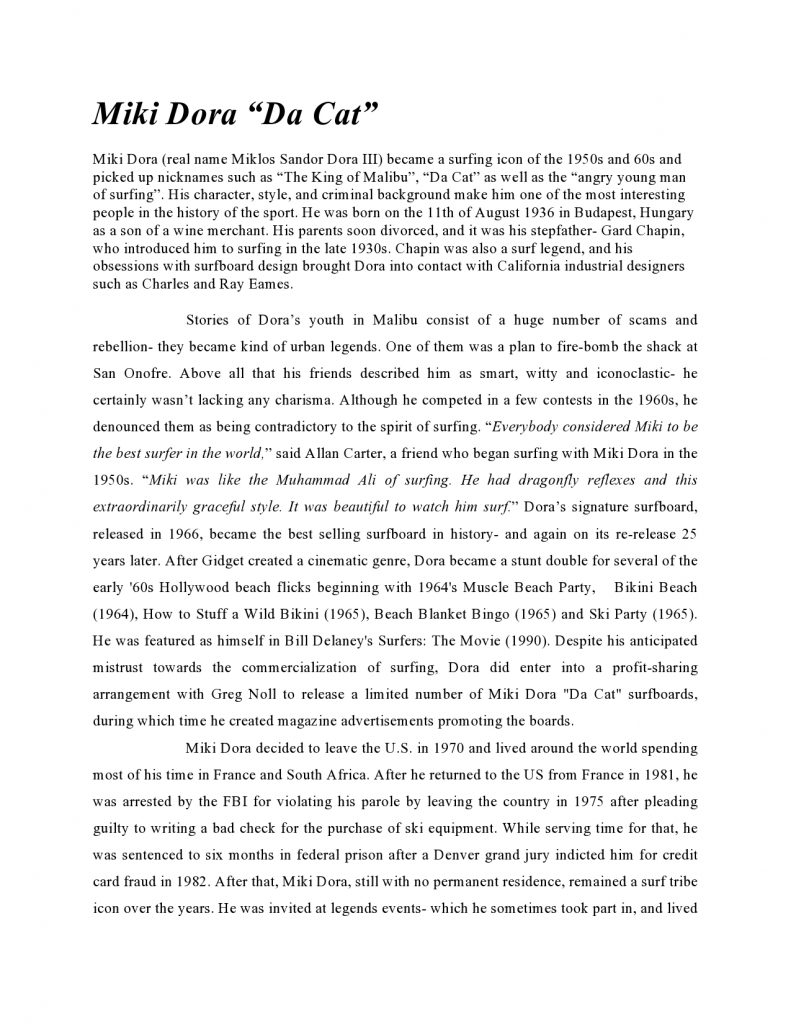 Greg Noll Miki Dora ‘Da Cat’ longboard (1967) – Vintage surfboards for ...